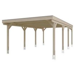 Skan Holz Einzelcarport SKANHOLZ "Grunewald", beige (natur), B/H/T: 395cm x, Carports, mit Aluminiumdach