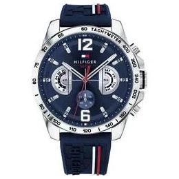 Multifunktionsuhr Tommy Hilfiger "DECKER", blau (dunkelblau), Armbanduhren, Damen, Quarzuhr, Armbanduhr, Herrenuhr, Datum, Silikonarmband