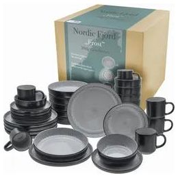 Kombiservice Creatable "Nordic Fjord", grau, 30 Stk., Steinzeug, Geschirr-Sets, Kombiservice, je 6 Speiseteller, Suppenteller, Dessertteller, Schalen, Kaffeebecher