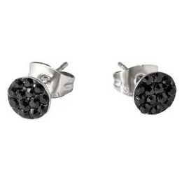 Paar Ohrstecker Firetti "Schmuck Geschenk Ohrschmuck rund", schwarz (edelstahlfarben, schwarz, schwarz), Ohrringe, Damen, 6mm, Edelstahl, mit Kristallstein
