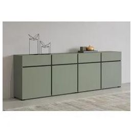 Sideboard OTTO HOME "Cross,Breite 225 cm, moderne grifflose Kommode,4 T&uuml;ren/4 Schubk&auml;sten", gr&uuml;n (salbei, salbei), B:225cm H:78,3cm T:40cm, FSC-zertifizierter Holzwerkstoff, Melamin, Sideboards, Sideboard, Schubladenschrank mit viel Stauraum, Einlegeb&ouml;den verstellbar, Topseller
