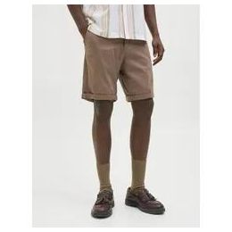 Jack & Jones Chinoshorts JACK & JONES "JPSTBOWIE JJSHORTS S", Herren, Gr. S, N-Gr, braun (morel), Web, Obermaterial: 98% Baumwolle, 2% Elasthan, unifarben, regular fit kurz, Hosen Chinoshorts, mit Aufschlag