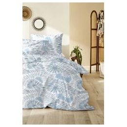 Bettw&auml;sche Primera "Primera Renforce-Bettw&auml;sche Swirl", blau (hellblau), B/L: 135cm x 200cm, 1 Stk., 1 Stk., Renforc&eacute;, B/L: 80cm x 80cm, 2 Stk., Renforc&eacute;, Obermaterial: 100% Baumwolle, Bettw&auml;sche, Bettw&auml;sche, in einem lebhaften Batik-Look