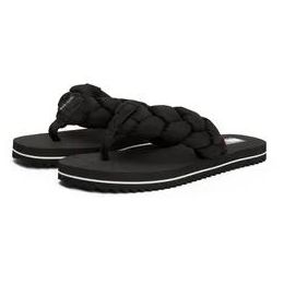 Tommy Hilfiger Zehentrenner TOMMY JEANS "BRAIDED THONG BEACH SANDAL", Damen, Gr. 42, schwarz, Textil, Schuhe Zehentrenner, Dianette, Sommerschuh mit geflochtener, wattierter Bandage