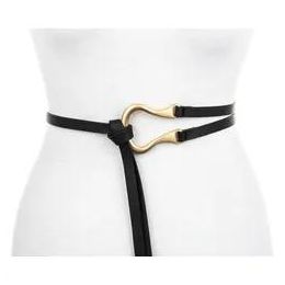 Lederg&uuml;rtel Tamaris "Coleen", Damen, schwarz, Rindsleder, G&uuml;rtel Lederg&uuml;rtel, Tailleng&uuml;rtel vorn geknotet