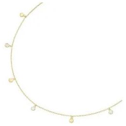 Collier "mit 7 Beh&auml;ngen, wei&szlig;en Zirkonia und matt, Silber 925", gold (vergoldet), Giorgio Martello MILANO, Halsketten, Damen, 45cm, Silber 925 (Sterlingsilber), Collier