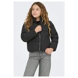 Steppjacke KIDS Only "KOGDOLLY SHORT PUFFER JACKET OTW", M&auml;dchen, Gr. 128, schwarz, Web, Obermaterial: 60% Polyester, 40% Nylon, unifarben, normal h&uuml;ftlang, Jacken Steppjacke, mit abnehmbarer Kapuze