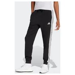 Sporthose Adidas SPORTSWEAR "ESSENTIALS 3-STREIFEN", Damen, Gr. M, N-Gr, schwarz-wei&szlig; (schwarz, wei&szlig;, normal, gr.), Obermaterial: 93% Baumwolle, 7% Elasthan, Hosen Sporthose, L&auml;ssig geschnitten, hoher Bund, schmal zulaufende Beinform