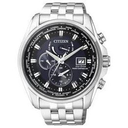 Funk-Multifunktionsuhr Citizen, schwarz (silberfarben, dunkelblau), Armbanduhren, Herren, Armbanduhr, Herrenuhr, Solar, bis 20 bar wasserdicht, Edelstahlarmband