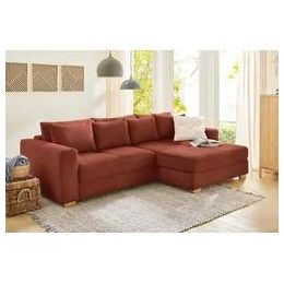 Jockenh&ouml;fer Ecksofa JOCKENH&Ouml;FER GRUPPE "Kampen L-Form, B: 288 cm", rot (rost, rot), B:288cm T:130cm, Korpus: 100% Polyester;Kissen: 100% Polyester, Sofas, Ecksofa, mit Bettfunktion, Bettkasten & Zierkissen, Federkern, Topseller