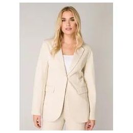 Jerseyblazer Base Level, Damen, Gr. 38, beige (light beige), Web, Obermaterial: 65% Viskose, 30% Nylon, 5% Elasthan, unifarben, regular fit h&uuml;ftbedeckend, tiefer V-Ausschnitt, Blazer, mit V-Ausschnitt und Knopf