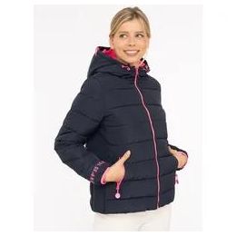 Steppjacke Zwillingsherz "Moin Moin", Damen, Gr. M, blau (marine), Steppware, Obermaterial: 100% Polyester, bequem h&uuml;ftbedeckend, ohne Ausschnitt, Jacken Steppjacke, Kapuze, w&auml;rmend, Kontrastn&auml;hte