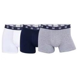 CR7 Cristiano Ronaldo Boxershorts CR7 "Boxershort 3er Pack", Herren, Gr. L, bunt (wei&szlig;, grau, dunkelblau), Obermaterial: 95% Baumwolle CO. 5% Elasthan EL., Unterhosen
