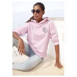 Kapuzensweatshirt ELBSAND, Damen, Gr. S (36), rosa, Sweatware, Obermaterial: 95% Baumwolle, 5% Elasthan, unifarben, figurumspielend h&uuml;ftlang, ohne Ausschnitt, angesetztes B&uuml;ndchen, Sweatshirts, mit gro&szlig;em Logodruck auf dem R&uuml;cken, bequemer Hoodie aus Baumwolle
