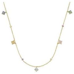 Collier "mit Behang, farbige Zirkonia, vergoldet, Silber 925", bunt (mehrfarbig), Giorgio Martello MILANO, Halsketten, Herren, 45cm, Silber 925 (Sterlingsilber), Collier