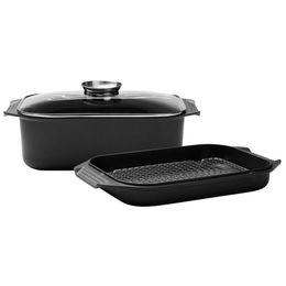 Homeware Profession. Br&auml;ter, Schwarz, Metall, 8 L, rechteckig, 24.5x12.2x34.5 cm, Lfgb, backofengeeignet, antihaftbeschichtet, Kochen, T&ouml;pfe, Br&auml;ter