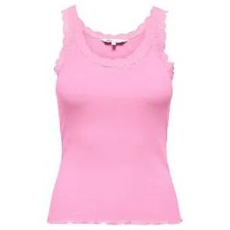 Tanktop Only "ONLSARA &ndash; Tanktop mit Spitzendetail am Ausschnitt", Damen, Gr. XS, pink (begonia pink), Jersey, Obermaterial: 94% Baumwolle, 6% Elasthan, unifarben, regular fit normal, Rundhals, Tops Tanktop, Baumwollmischung, regular fit