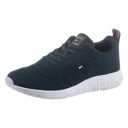 Sneaker Tommy Hilfiger "CORPORATE KNIT RIB RUNNER", Herren, Gr. 45, blau (nachtblau), Textil, Schuhe Sneaker, Freizeitschuh, Halbschuh, Schn&uuml;rschuh mit seitlicher Logoflagge
