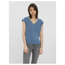 V&eacute;ro Moda V-Shirt VERO MODA "VMFILLI SS V-NECK TEE GA NOOS", Damen, Gr. L, blau (china blau), Jersey, Obermaterial: 70% Modal (TENCELTM), 30% Polyester, unifarben, relaxed fit normal, V-Ausschnitt, Shirts, Materialmix, relaxed fit