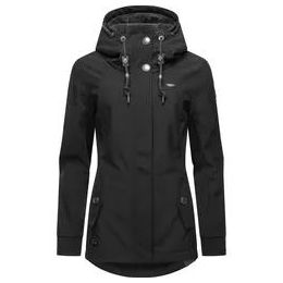 Softshelljacke Ragwear "Monadde Softshell", Damen, Gr. XS (34), schwarz, Obermaterial: 97% Polyester, 3% Elasthan. Innenfutter: 100% Polyester, figurumspielend Po-bedeckend, verstellbar ohne B&uuml;ndchen mit Druckknopf, Jacken Softshelljacke, Praktische wasserabweisende Softshell Damenjacke
