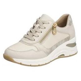 Sneaker Rieker, Damen, Gr. 43, beige (hellbeige), Leder, Lederimitat, Schuhe Sneaker, mit seitlichem Rei&szlig;verschluss,Freizeitschuh,Schn&uuml;rschuh, schmale Form
