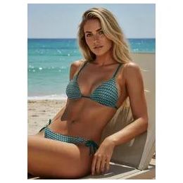 Triangel-Bikini-Top Copenhagen Studios "Gianna", Damen, Gr. 38, Cup A/B, blau (petrol), Obermaterial: 92% Polyester, 8% Elasthan. Futter: 92% Polyester, 8% Elasthan, bedruckt, Bikini-Oberteile, aus hochwertiger Glanzware