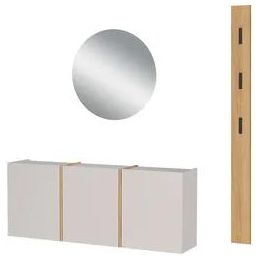 Garderoben-Set Germania "GW-Libbiano Plus", kaschmir, navarra, eiche, nachbildung, B:168cm H:200cm T:29cm, Glas, Holzwerkstoff, Metall, Kastenm&ouml;bel-Sets, 3-tlg. Set