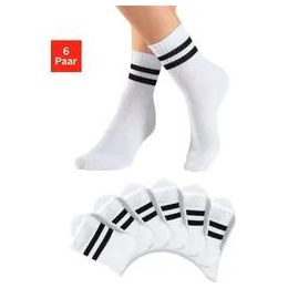 H.I.S. Sportsocken H.I.S, Herren, Gr. 39-42, 6x wei&szlig;, Baumwollmischung, unifarben, elastisch, Socken Sportsocken, klassische Tennissocken mit Streifen