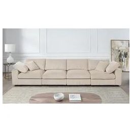 4-Sitzer OTTO HOME "Bennid, XXL-Modulsofa mit vielen individuellen Stellm&ouml;glichkeiten", beige (creme, wei&szlig;), B:351cm H:82cm T:101cm, 100% PES, Sofas, inklusive 2 gro&szlig;en & 2 kleinen Zierkissen im flauschigen Cord, Topseller