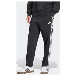 Sporthose Adidas SPORTSWEAR "ESSENTIALS 3-STREIFEN STANFORD OPEN HEM", Herren, Gr. S, N-Gr, schwarz-wei&szlig; (schwarz, wei&szlig;, normal, gr.), Obermaterial: 100% Polyester, Hosen Sporthose, f&uuml;r vielseitige Aktivit&auml;ten, weiches Material, mit Kordelverschluss