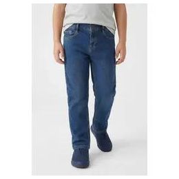 Regular-fit-Jeans s.Oliver JUNIOR, Jungen, Gr. 134, N-Gr, blau, Denim/Jeans, Obermaterial: 99% Baumwolle, 1% Elasthan, unifarben, regular fit kn&ouml;chellang, Jeans, im Five-Pocket Style
