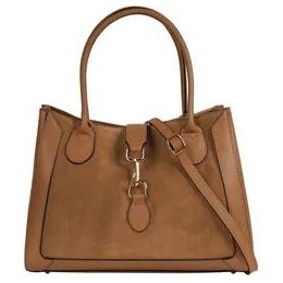 Shopper Samantha Look, Damen, Gr. B/H/T: 34cm x 27cm x 15cm onesize, braun (cognac), Leder, clean, Taschen Shopper, echt Leder, Made in Italy