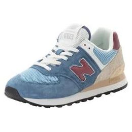 Sneaker New Balance "574", Damen, Gr. 37,5, shoreline blau, stillwater, Leder, Textil, mehrfarbig, Schuhe Sneaker