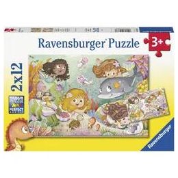 Puzzle Ravensburger "Kleine Feen und Meerjungfrauen", bunt, Puzzles, KinderB:26cm H:18cm, Pappe, Motiv, 2x12 Teile; Made in Europe, B:26cm H:18cm