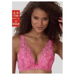 Push-up-BH Petite Fleur, Damen, Gr. 80, Cup C, pink (pink, wei&szlig;), Spitze, Obermaterial: 60% Polyamid, 35% Polyester, 5% Elasthan, BHs Push-up-BH, in High Apex Schnittform, Dessous