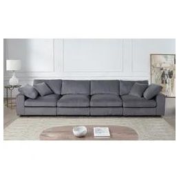 4-Sitzer OTTO HOME "Bennid, XXL-Modulsofa mit vielen individuellen Stellm&ouml;glichkeiten", grau, B:351cm H:82cm T:101cm, 100% PES, Sofas, inklusive 2 gro&szlig;en & 2 kleinen Zierkissen im flauschigen Cord