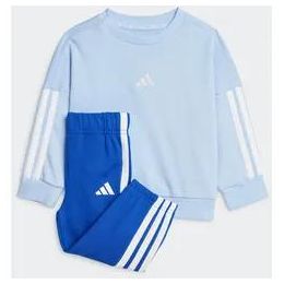 Trainingsanzug Adidas SPORTSWEAR "ESSENTIALS KIDS", M&auml;dchen, Gr. 74, blau (glow blau, wei&szlig;), Obermaterial: 70% Baumwolle, 30% Polyester, Sportanz&uuml;ge Trainingsanzug