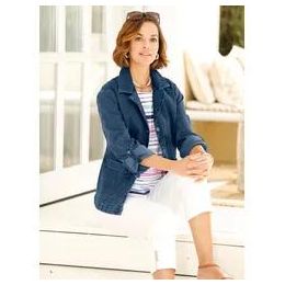 Jeansblazer Casual Looks "Jeans-Blazer", Damen, Gr. 50, blau (blau, bleached), 99% Baumwolle, 1% Elasthan, Blazer