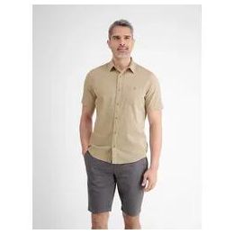 Kurzarmhemd Lerros "Halbarmhemd mit Leinenanteil, unifarben", Herren, Gr. S, Normalgr&ouml;&szlig;en, beige (light dune beige), 80% Baumwolle, 20% Leinen, Hemden