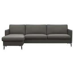 Ecksofa FLEXLUX "Fiore, L-Form", grau (warm mineral), B:247cm H:85cm T:92cm, 100% Echteder, Sofas, Ecksofa, schmale Armlehnen, Kaltschaum, F&uuml;&szlig;e Alu+schwarz