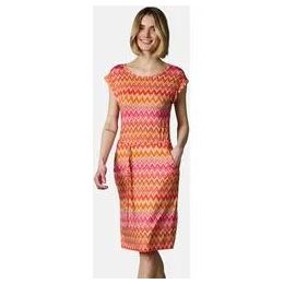 Sommerkleid Ragwear "Taggien Print", Damen, Gr. L (40), Normalgr&ouml;&szlig;en, orange (pfirsich), Material: 95% Viskose, 5% Elasthan, figurumspielend knielang, Rundhals, &Auml;rmel ohne &Auml;rmelschlitz, Kleider Sommerkleid, Leichtes, bequemes Midikleid mit Muster