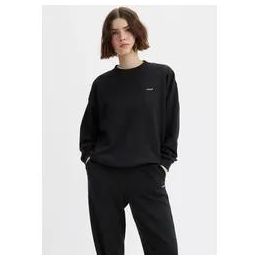 Levi's Sweatshirt LEVI'S "EVERYDAY CREW SWEATSHIRT", Damen, Gr. S, schwarz (caviar), Sweatware, Obermaterial: 58% Baumwolle, 42% Polyester, unifarben, regular fit normal, Rundhals, B&uuml;ndchen, Sweatshirts Sweatshirt, mit kleinem Logo auf der Brust