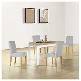 Esstisch OTTO HOME "Olst", beige (natur, wei&szlig;), B:120cm H:77cm T:70cm, Particle board with melamine, wood base with paper wrapping, Tische, Esstisch, im Landhaus Stil mit pflegeleichter Oberfl&auml;che, verschiedene Gr&ouml;&szlig;en