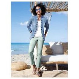 Jeansblazer Heine "Jeans-Blazer", Damen, Gr. 36, blau (blau, bleached), 95% Baumwolle, 3% Polyester, 2% Elasthan, Blazer