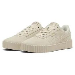 Sneaker Puma "Carina 3.0 Suede Sneakers Damen", Damen, Gr. 42, wei&szlig; (alpine snow gold wei&szlig;), Obermaterial: Textil, Kuhleder, Leder. Futter: Textil. Innensohle: Textil. Laufsohle: Gummi, Schuhe Sneaker