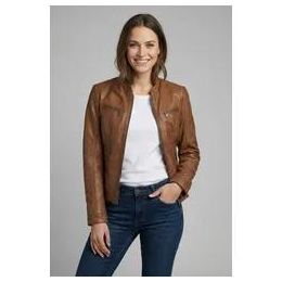 Lederjacke Mauritius "MWJanka", Damen, Gr. XL, braun (cognac), Obermaterial: 100% Schafsleder. Futter: 100% Baumwolle. &Auml;rmelfutter: 100% Polyester, unifarben, regular fit kurz, eingesetzt angesetztes B&uuml;ndchen, Jacken