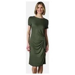 Shirtkleid Ragwear "Knotta", Damen, Gr. XS (34), Normalgr&ouml;&szlig;en, gr&uuml;n (olivgr&uuml;n), Material: 95% Viskose, 5% Elasthan, figurumspielend ca. Mitte Oberschenkel, Rundhals, &Auml;rmel ohne &Auml;rmelschlitz abgesteppte Kante, Kleider Shirtkleid, Kurzarm Sommerkleid mit seitlichem Bindeband