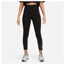 Leggings Nike SPORTSWEAR "Nike Sportswear Classic Women's High-Waisted 7/8 Leggings", Damen, Gr. XL, N-Gr, schwarz (schwarz, sail), Obermaterial: 47% Baumwolle, 41% Polyester, 12% Elasthan, Hosen Leggings, sportlicher Stil, 7/8 L&auml;nge, hoher Bund, eng anliegende Passform