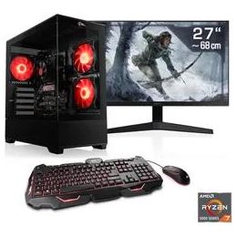 CSL Gaming-PC-Komplettsystem "AeroVision V24413", Energieeffizienz: E (A-G), schwarz, Microsoft Windows 11 Home (64 Bit), 16 GB RAM 500 GB SSD, Computer_Komplettsysteme, Topseller