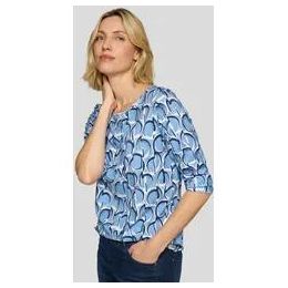 3/4-Arm-Shirt Rabe, Damen, Gr. 38, blau (hellblau), Web, Obermaterial: 92% Viskose, 8% Elasthan, bedruckt, normal h&uuml;ftbedeckend, Rundhals, Shirts 3/4-Arm-Shirt, mit grafischem Muster